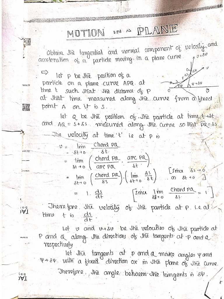 Motion in A Plane (Mahanty Sir) | PDF