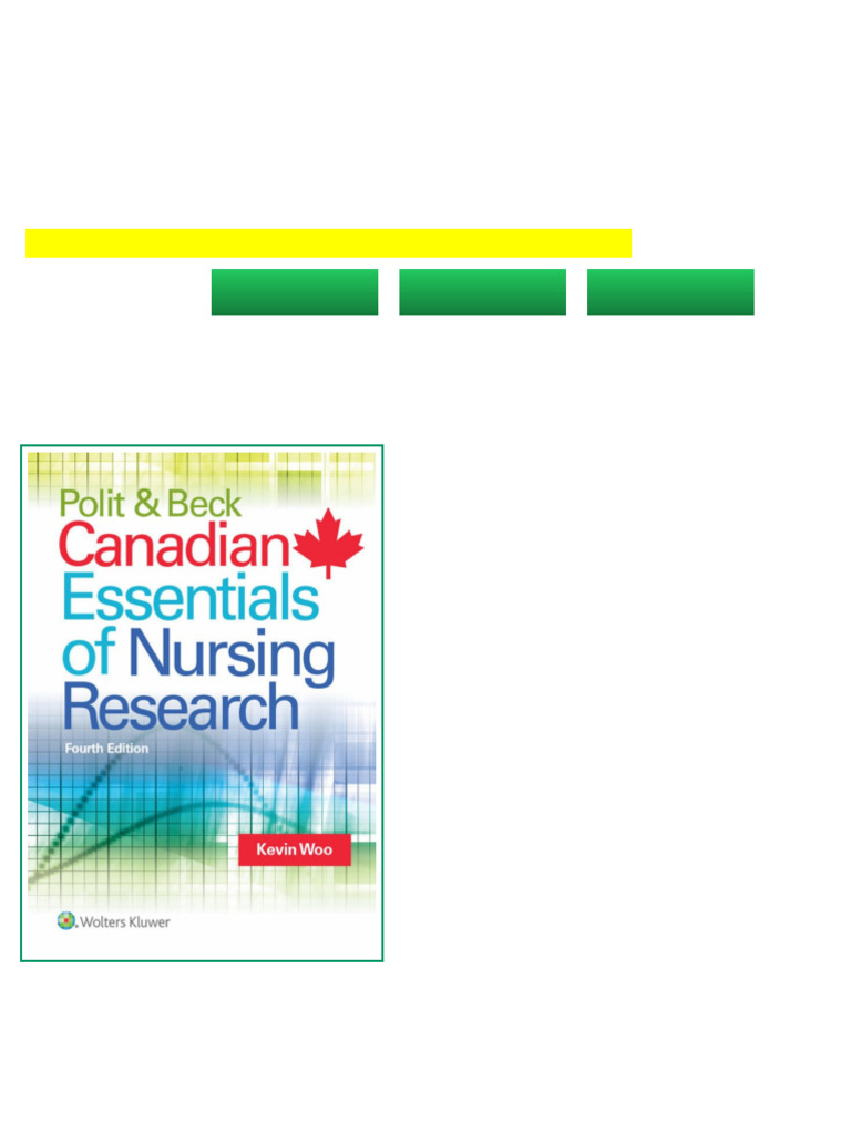 Polit & Beck Canadian Essentials of Nursing Research Kevin Woo | PDF