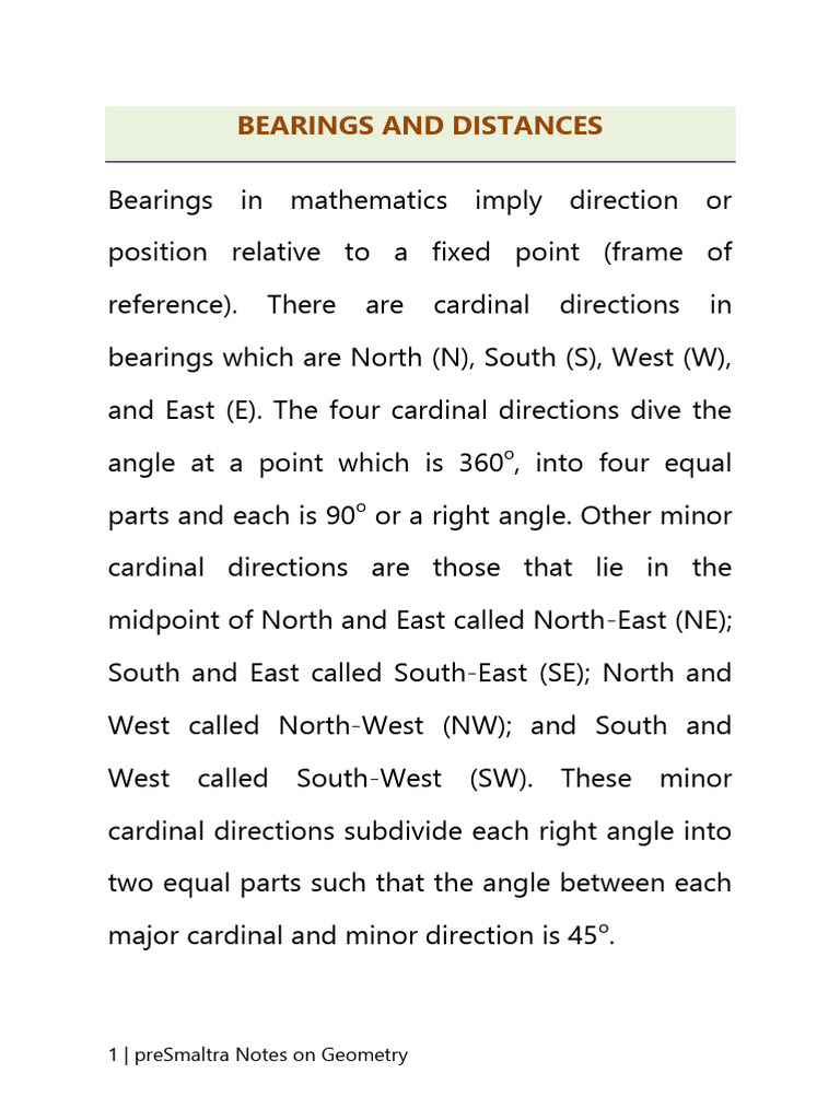 Bearings and Distances | PDF | Compass | Angle