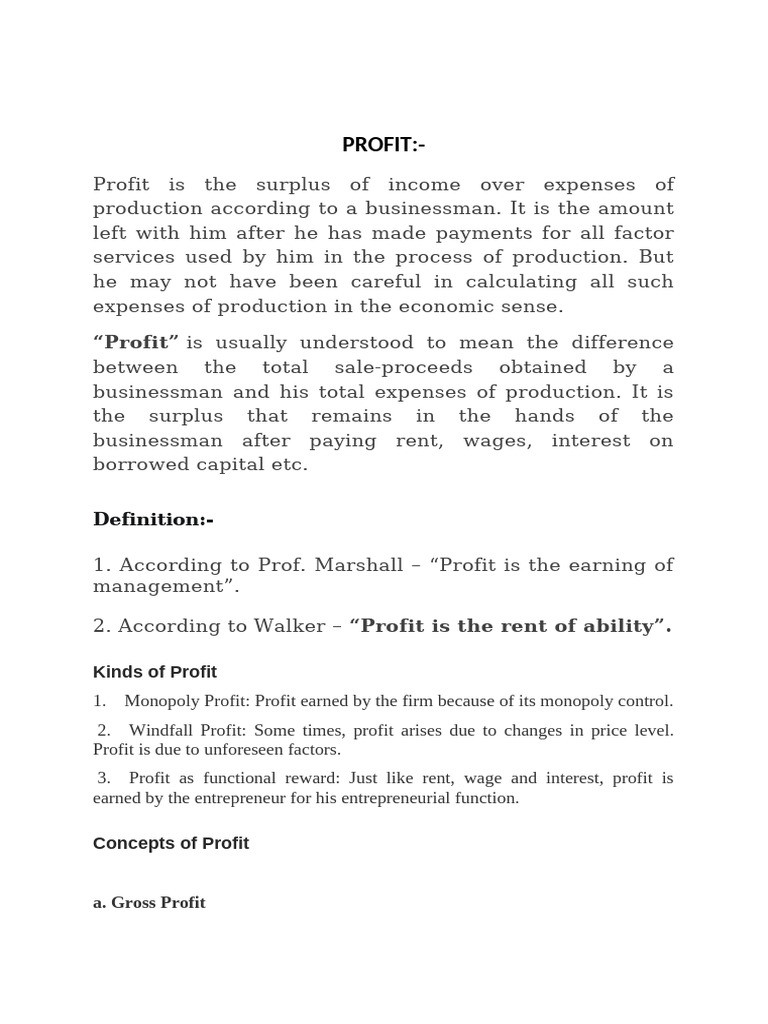 Understanding Profit: Types and Concepts | PDF | Profit (Economics ...