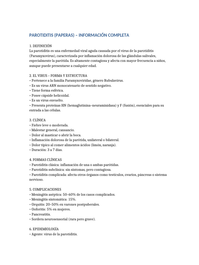 Parotiditis COMPLETO | PDF | Inmunología | Ciencias de la Salud