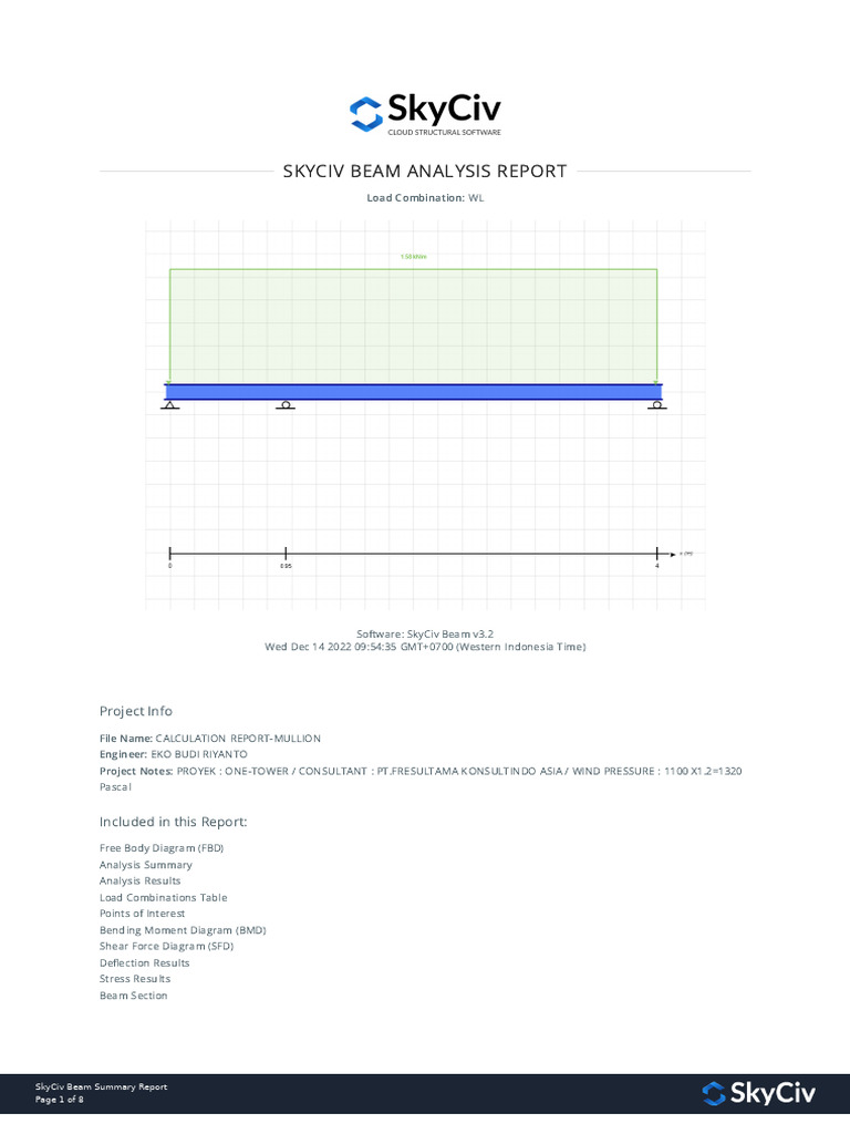 Calculation Report Mullion | PDF | Bending | Beam (Structure)