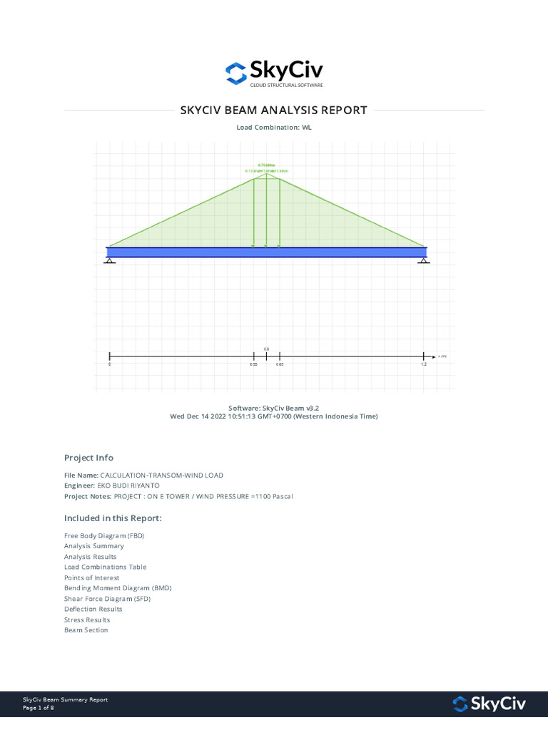 SkyCiv Beam Analysis Report Summary | PDF | Bending | Structural Load