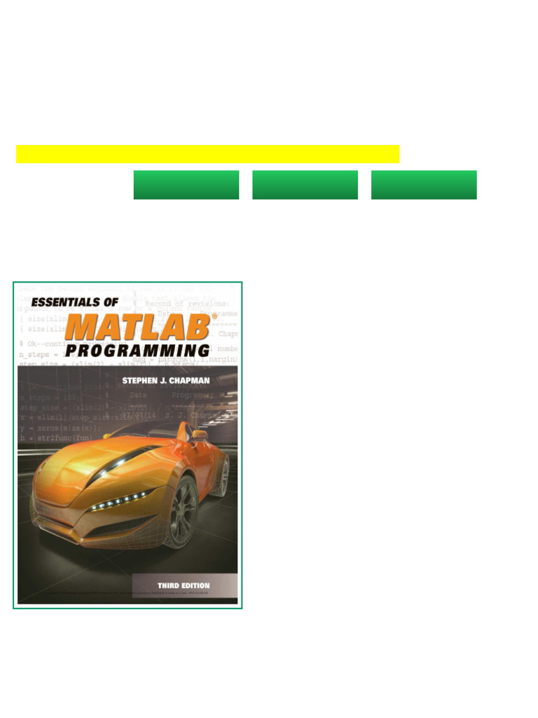 Essentials of MATLAB Programming 3 Stephen J. Chapman Wei Zhi sample | PDF
