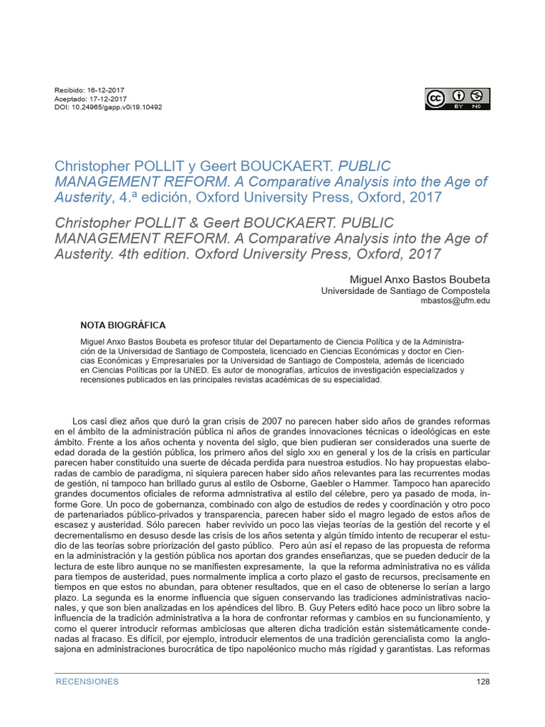 Pollit & Bouckaert (2017) Nota | PDF | Burocracia | Gobernancia