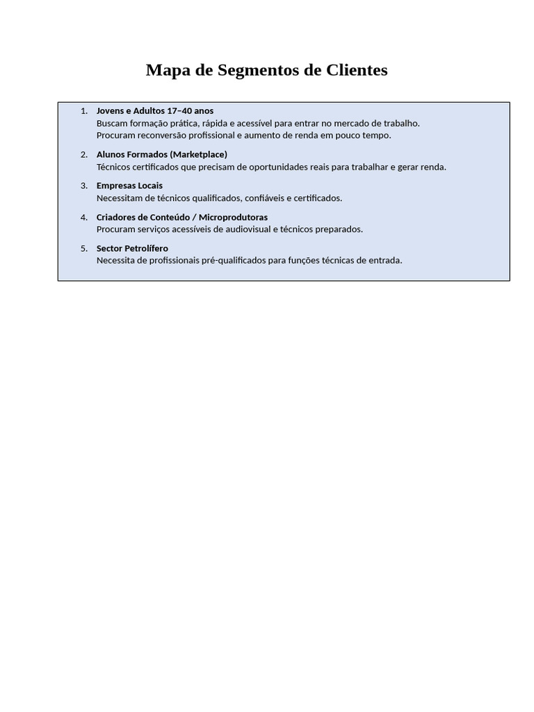 Mapa de Segmentos de Clientes | PDF
