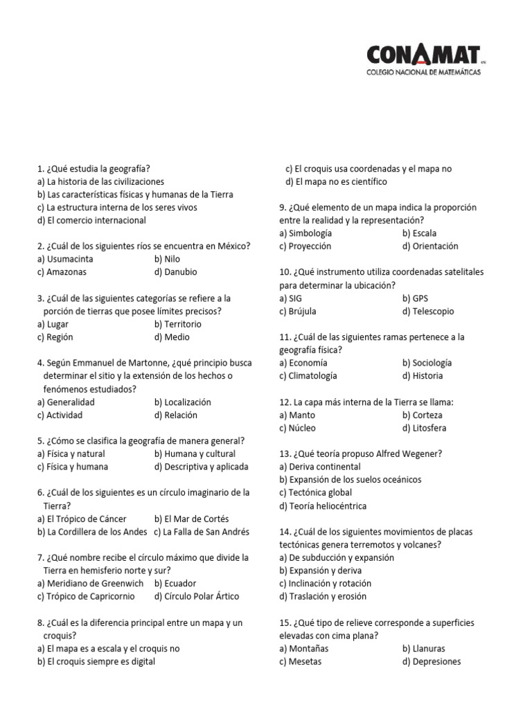 Examen Parcial de Geografía Física | PDF | Tierra | Terreno