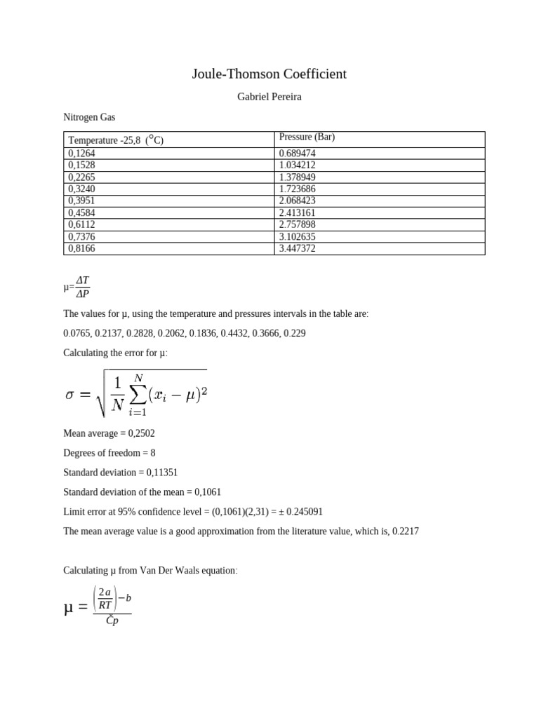 Joule Thomson Effect | PDF | Physical Chemistry | Applied And ...