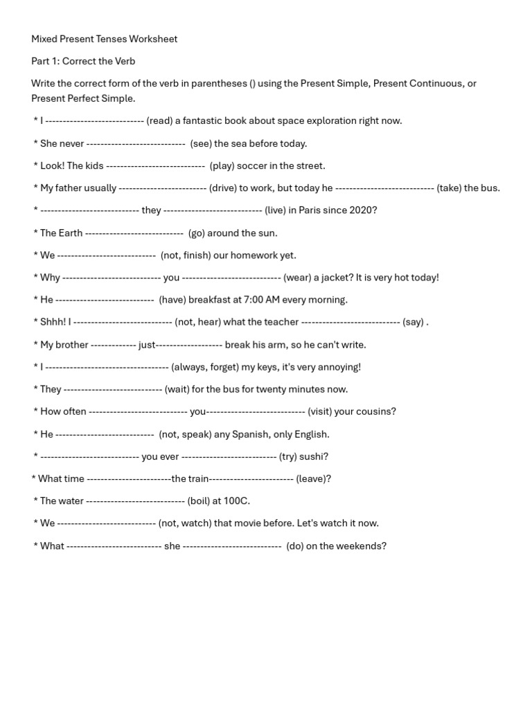 Mixed Present Tenses (1) | PDF | Linguistics | Syntax