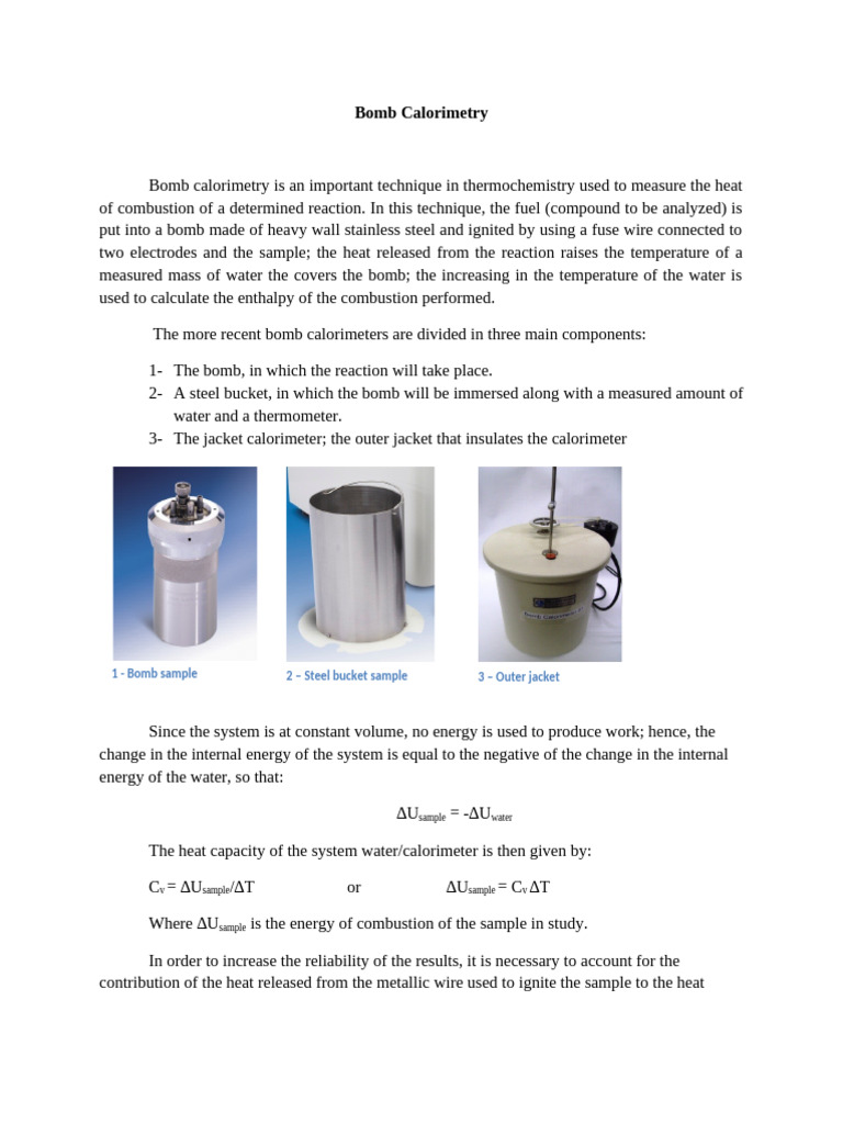 Bomb Calorimetry | PDF | Scientific Phenomena | Continuum Mechanics