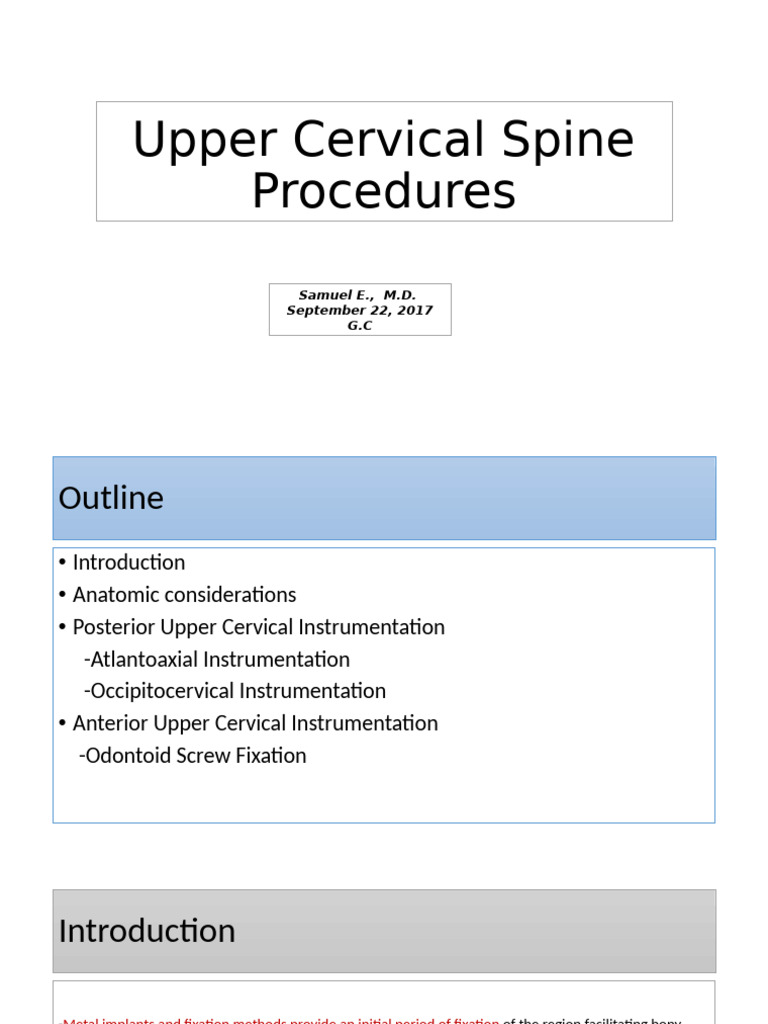 Final Upper Cervical Spine Procedures | PDF | Vertebra | Neurosurgery
