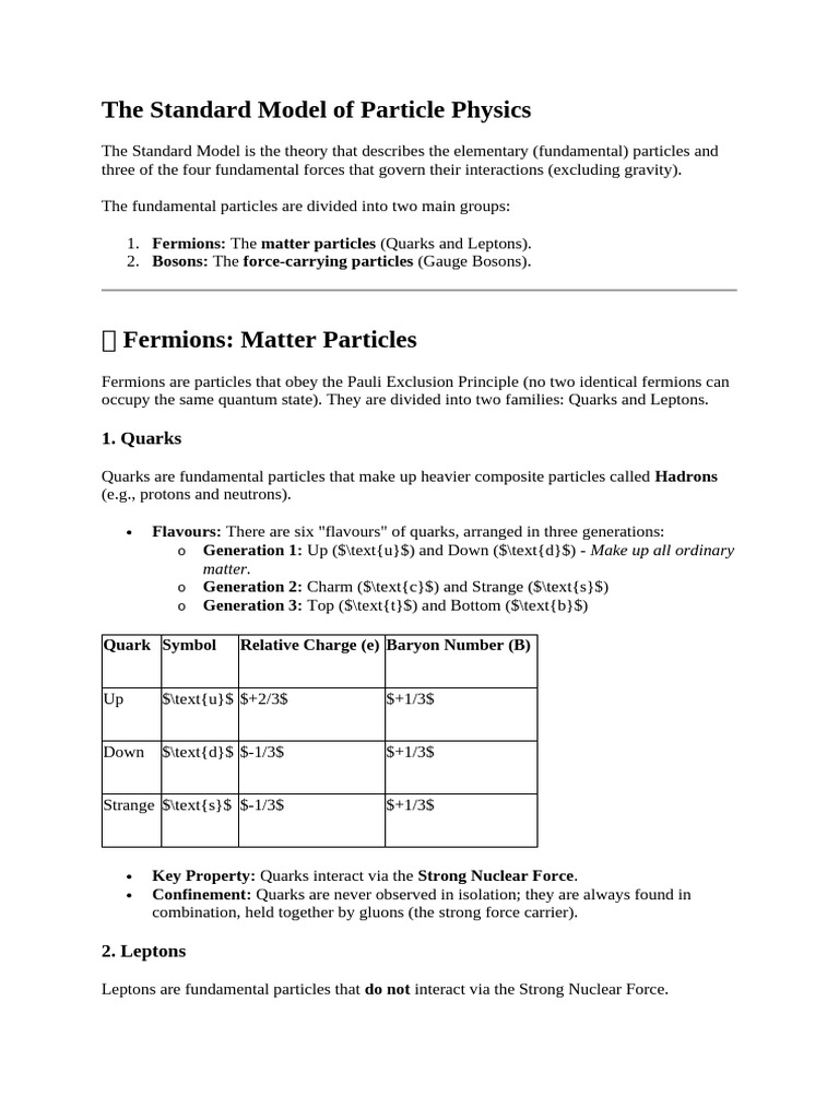 The Standard Model of Particle Physics | PDF | Elementary Particle | Quark