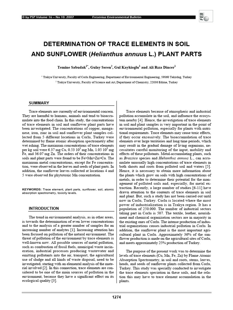 Determination of Trace Elements in Soil | PDF | Soil | Detection Limit