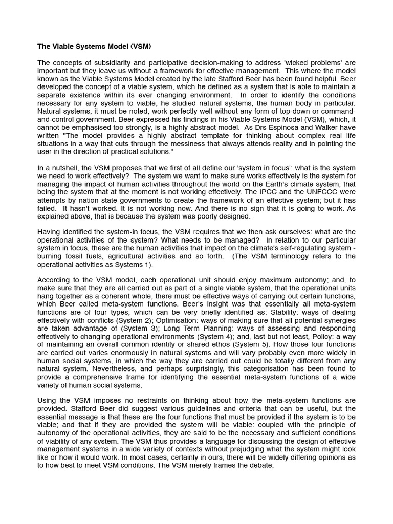 Understanding the Viable Systems Model | PDF