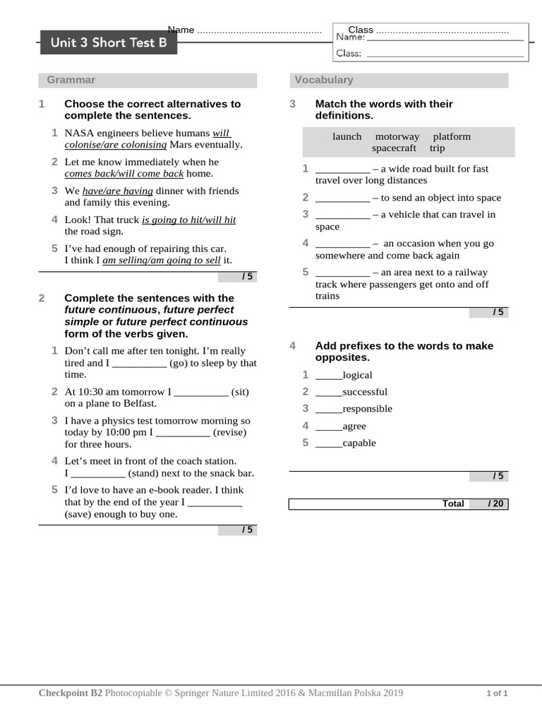 Checkpoint B2 Unit 3 Short Test B | PDF | Linguistics | Language Families