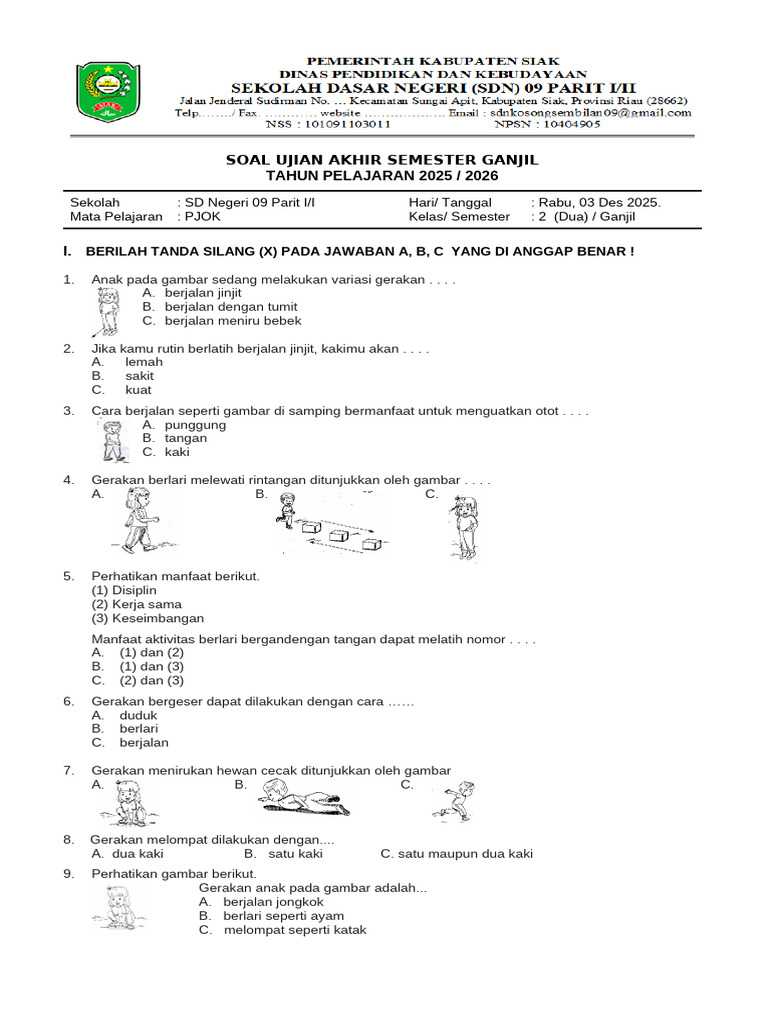 SAS 1 PJOK Kelas 2 | PDF