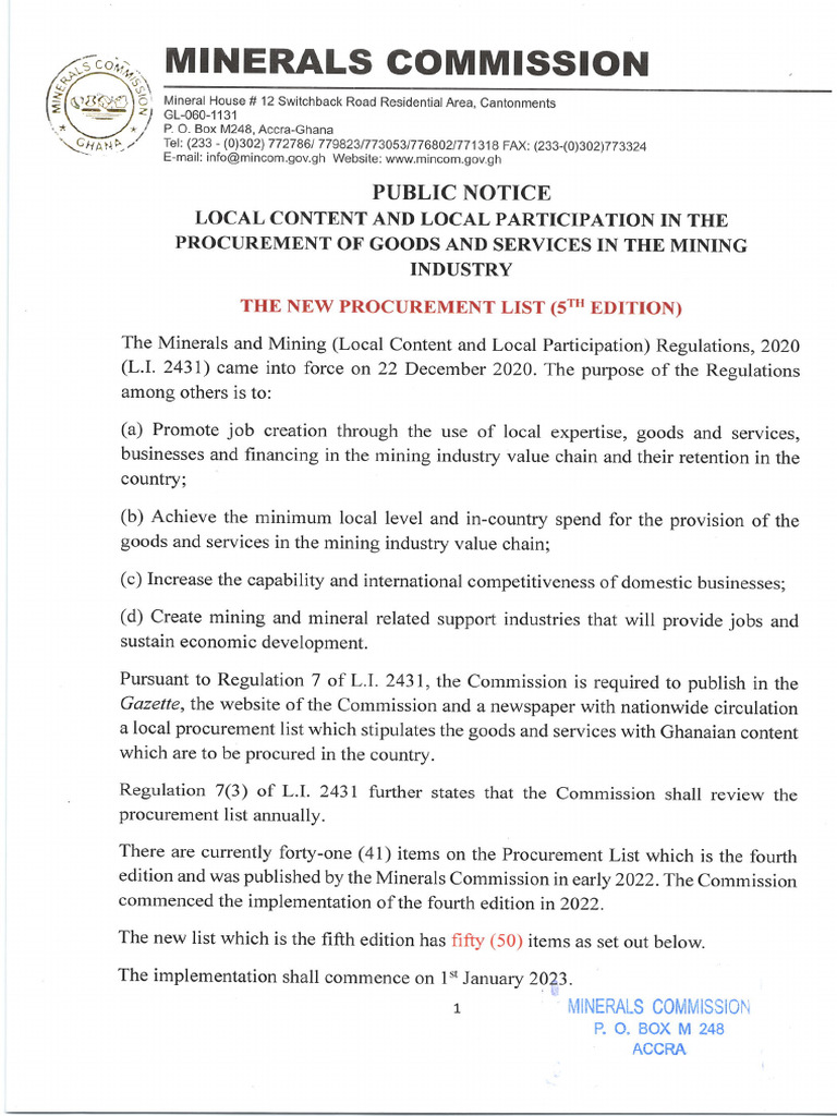 New Procurement List 5th Edition | PDF
