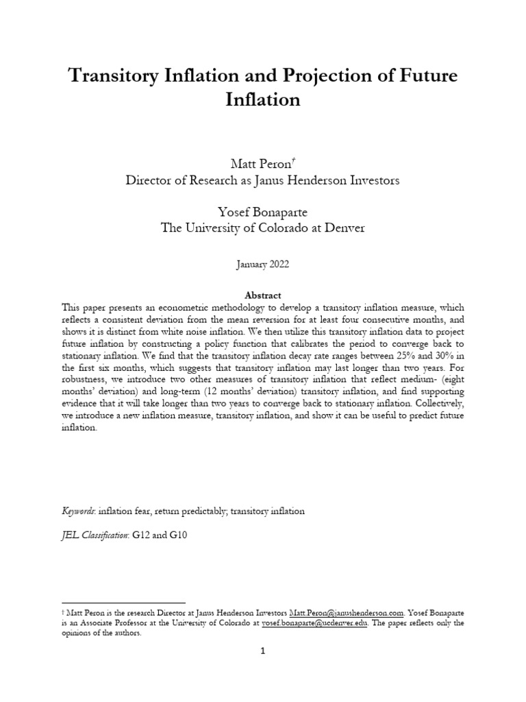Transitory Inflation and Projection of Future Inflation | PDF | Errors ...