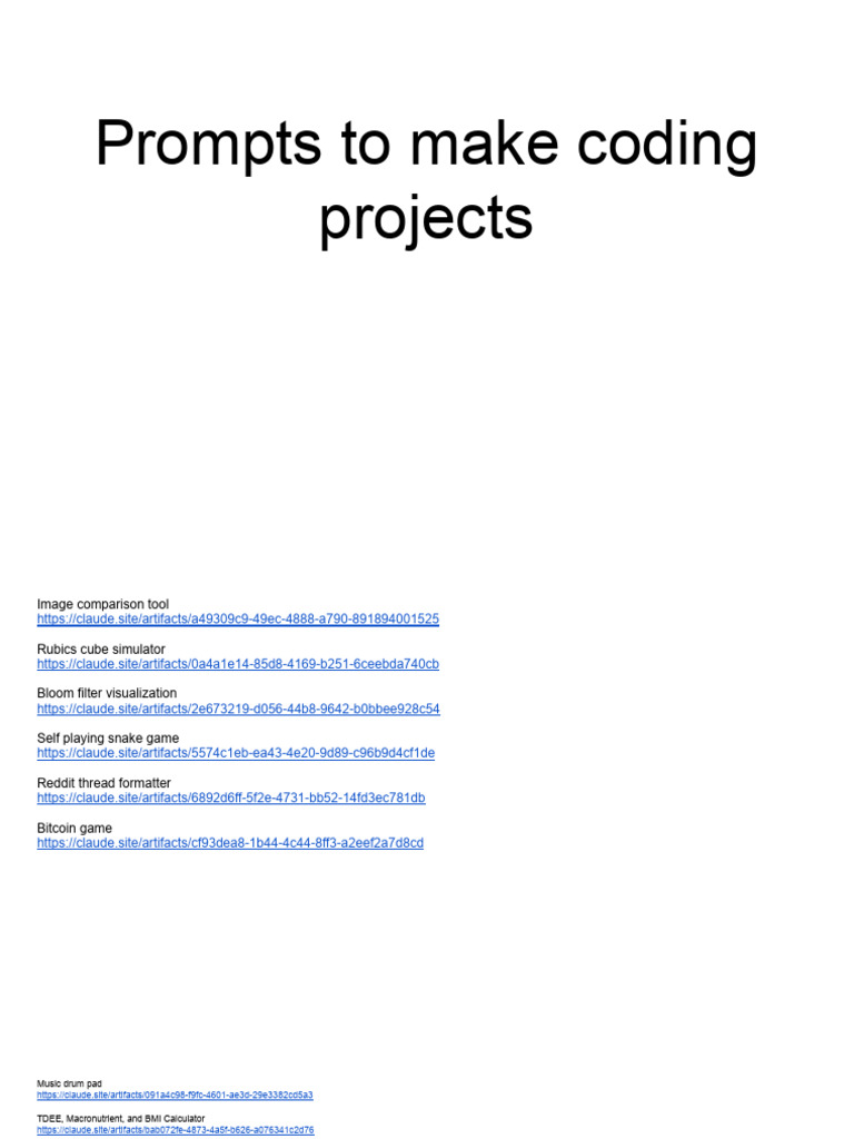 Prompts To Make Coding Projects | PDF | Computer Programming | Software Engineering