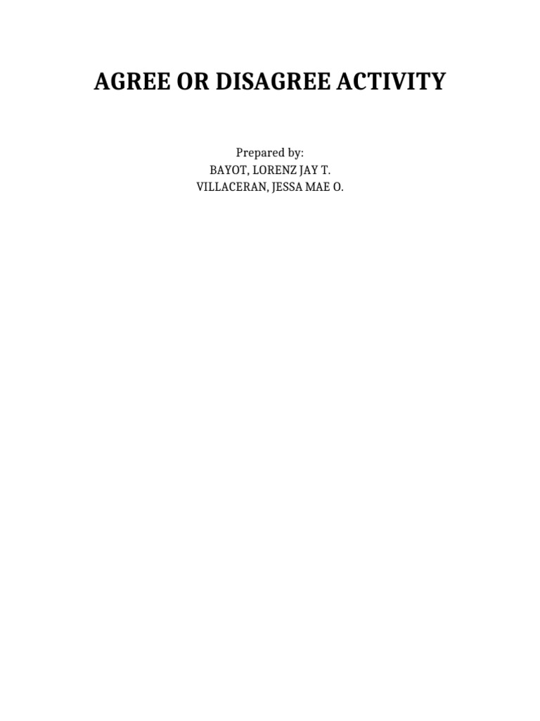 Agree or Disagree Activity | PDF