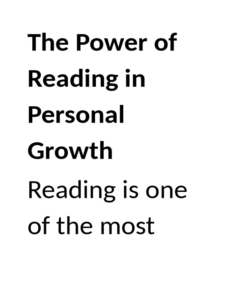 The Power of Reading in Personal Growth | PDF