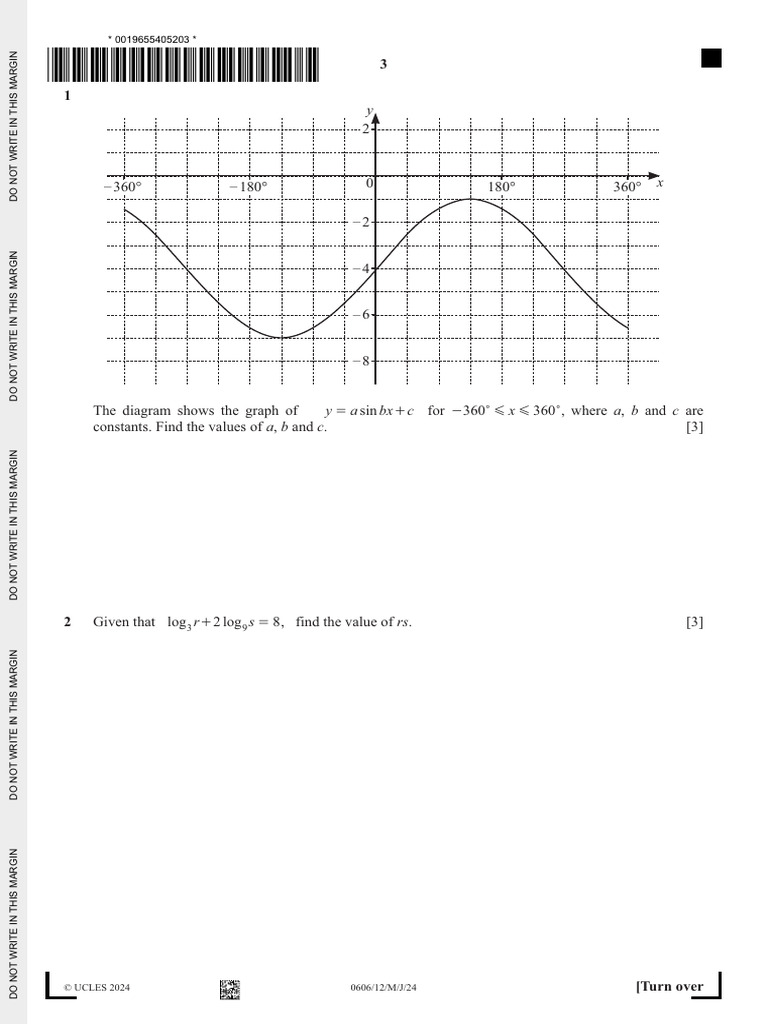 Trigo Graph and Log From 0606 - s24 - QP - 12 | PDF