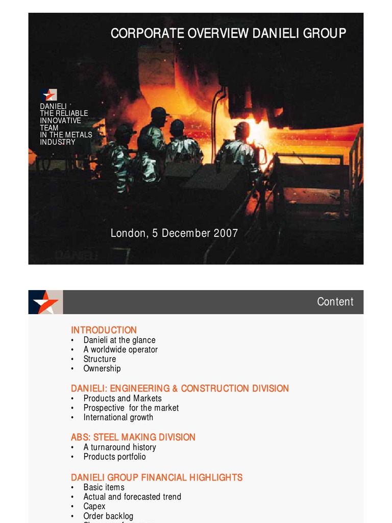 Corporate Overview Daniel I Group | PDF | Metallurgy | Metals