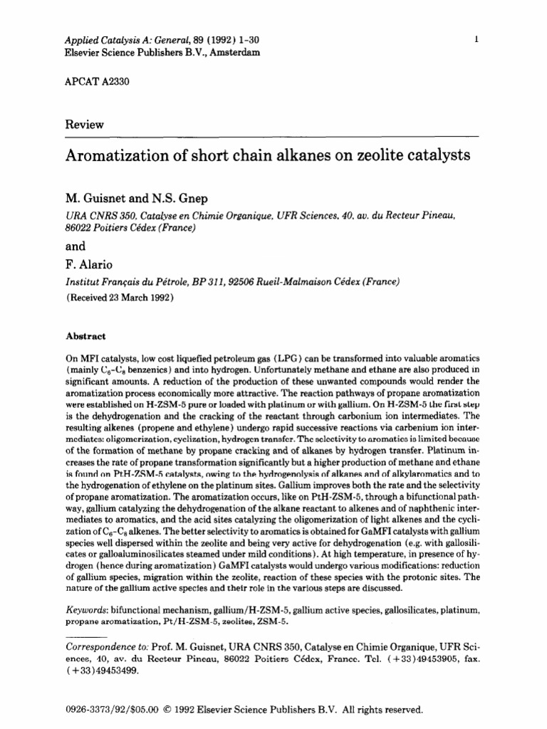Aromatization of Short Chain Alkanes | Download Free PDF | Cracking ...