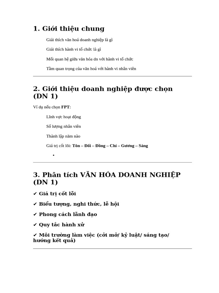 Dàn ý Về Văn Hóa Và Hành Vi Doanh Nghiệp | PDF