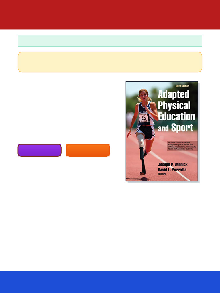 Adapted Physical Education and Sport 6th Edition, (Ebook PDF) Ebook ...