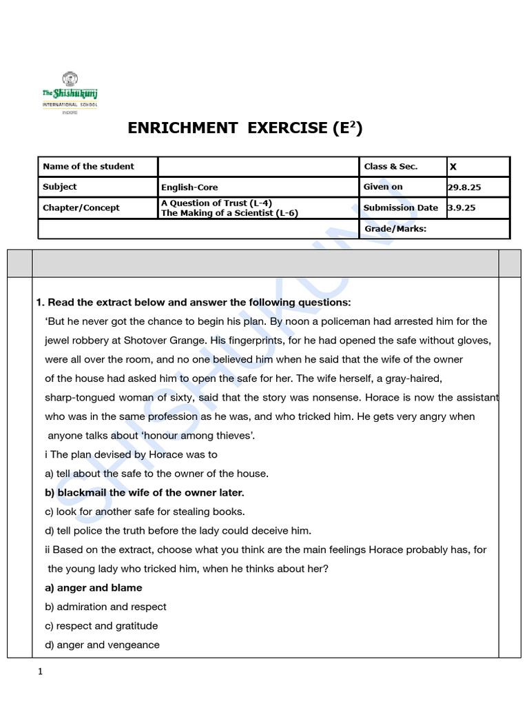 e2 Class x the Making of a Scientist a Question of 251123 164403 | PDF ...