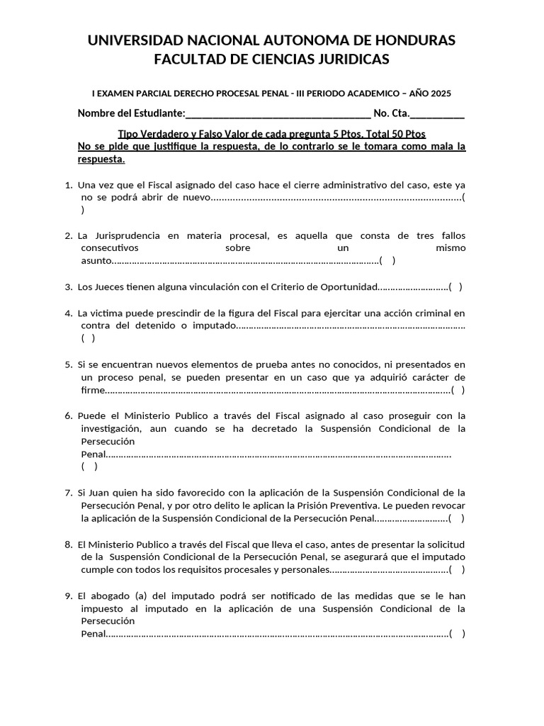 i Examen Parcial Derecho Procesal Penal-III Pac-2025[1] | PDF | Fiscal ...