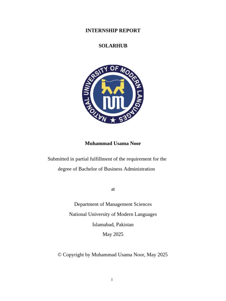 M Usama Noor Internship Report Final Year 8 40 (1) | PDF | Recruitment ...