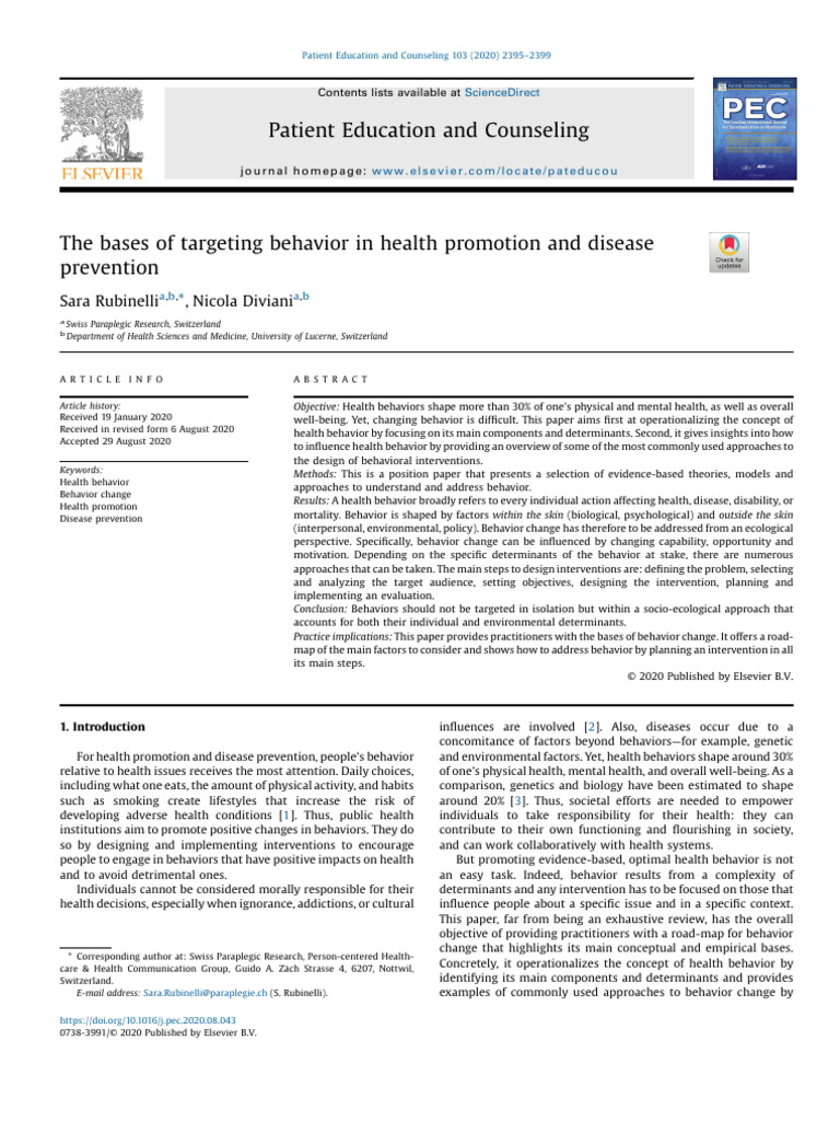 Rubinelli & Diviani 2020 The Bases of Targeting Behavior in Health ...