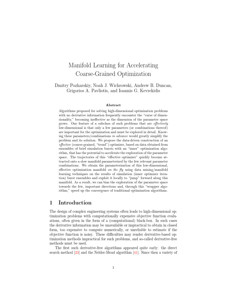 Manifold Learning For Accelerating Coarse-Grained Optimization | PDF ...