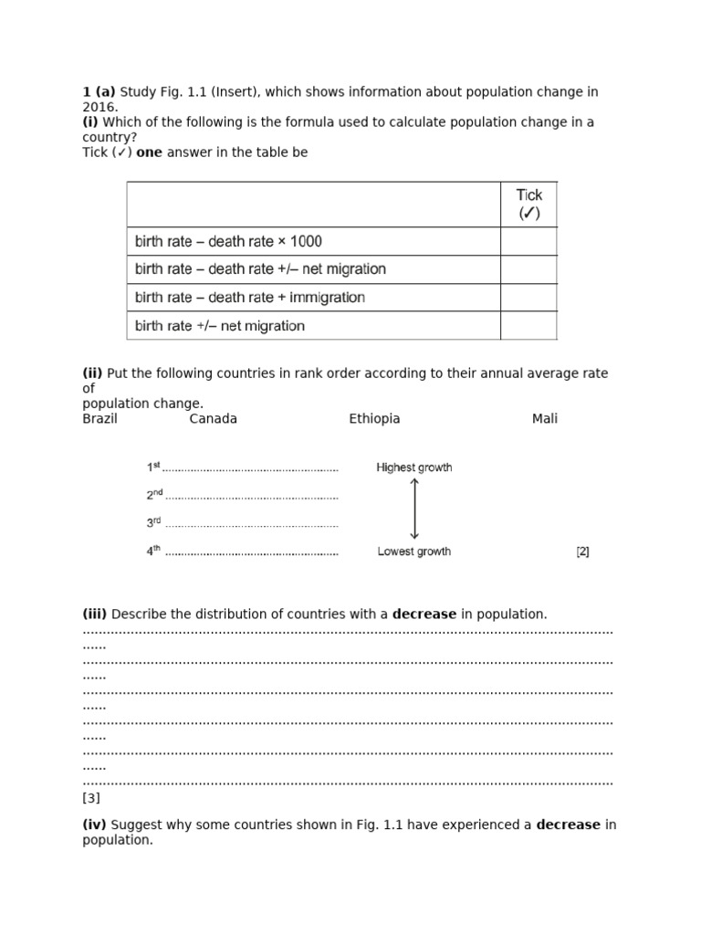 Practice Geo | PDF | Population Growth | Human Migration