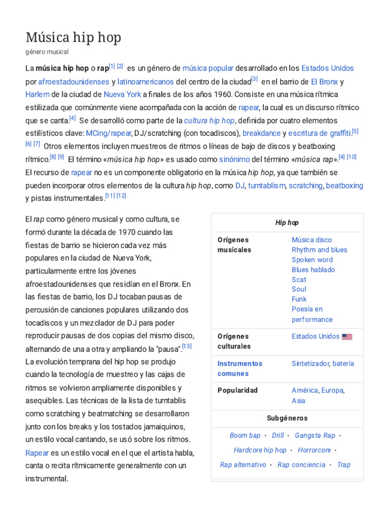 Música Hip Hop - Wikipedia, La Enciclopedia Libre | PDF | Musica ...