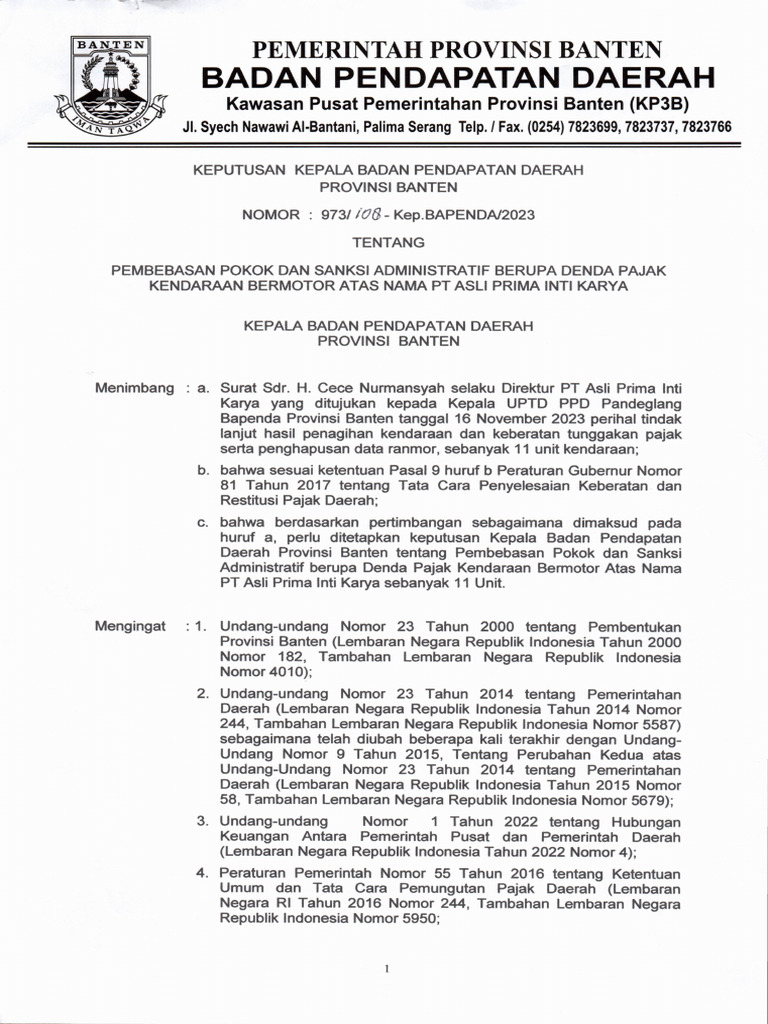 SK PT Asli Prima Inti Karya | PDF