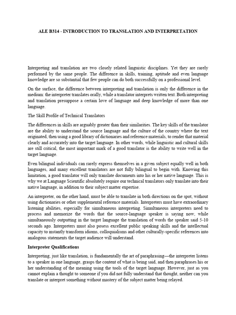 An Introduction To Translation and Interpretation | PDF | Translations ...