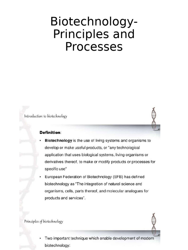 rDNA Biotechnology Principles & Processes | PDF