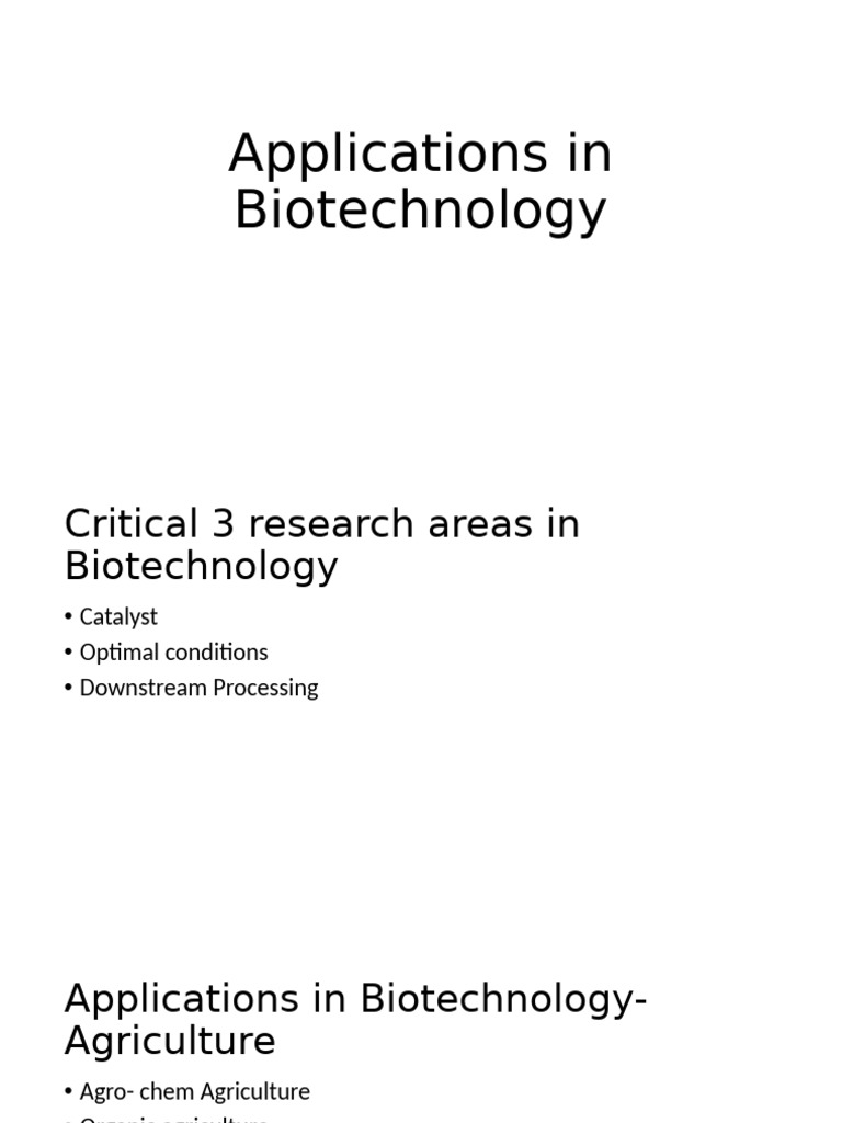XII-12 Applications in Biotechnology | PDF