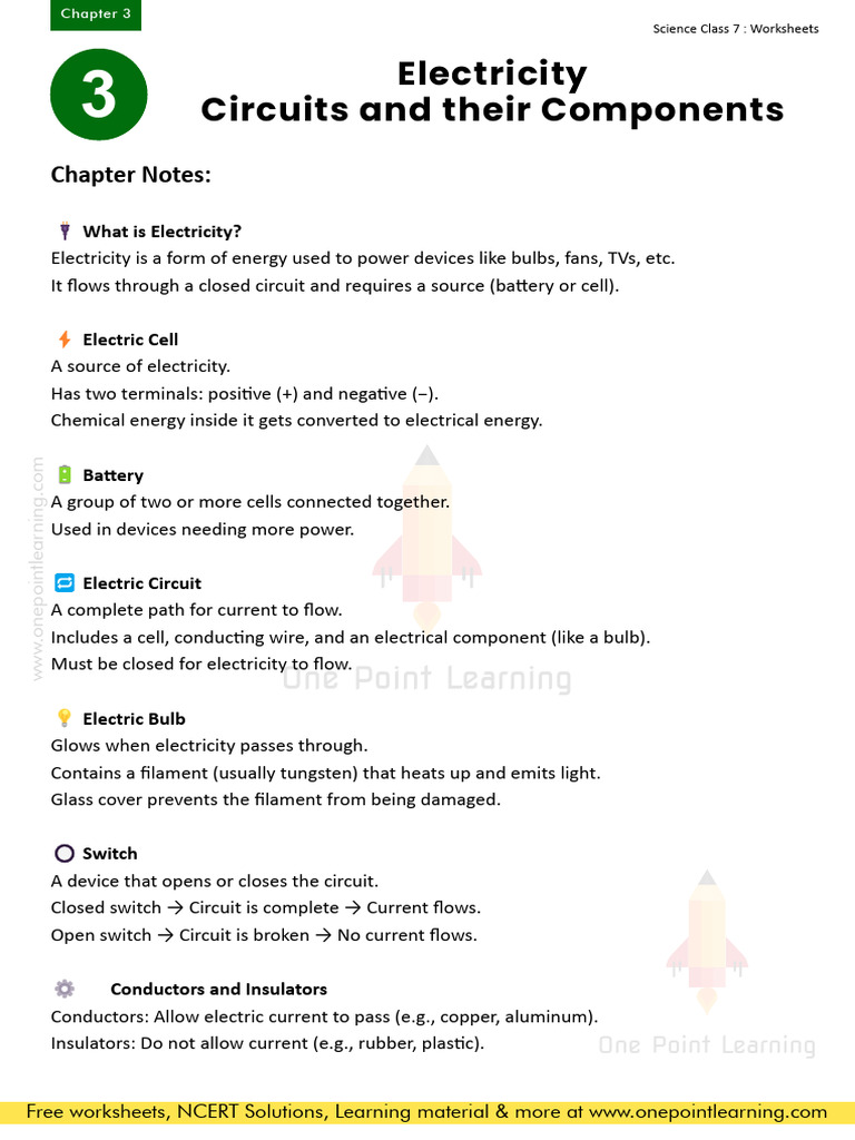 Class 7 Electricity Worksheets | PDF | Incandescent Light Bulb ...