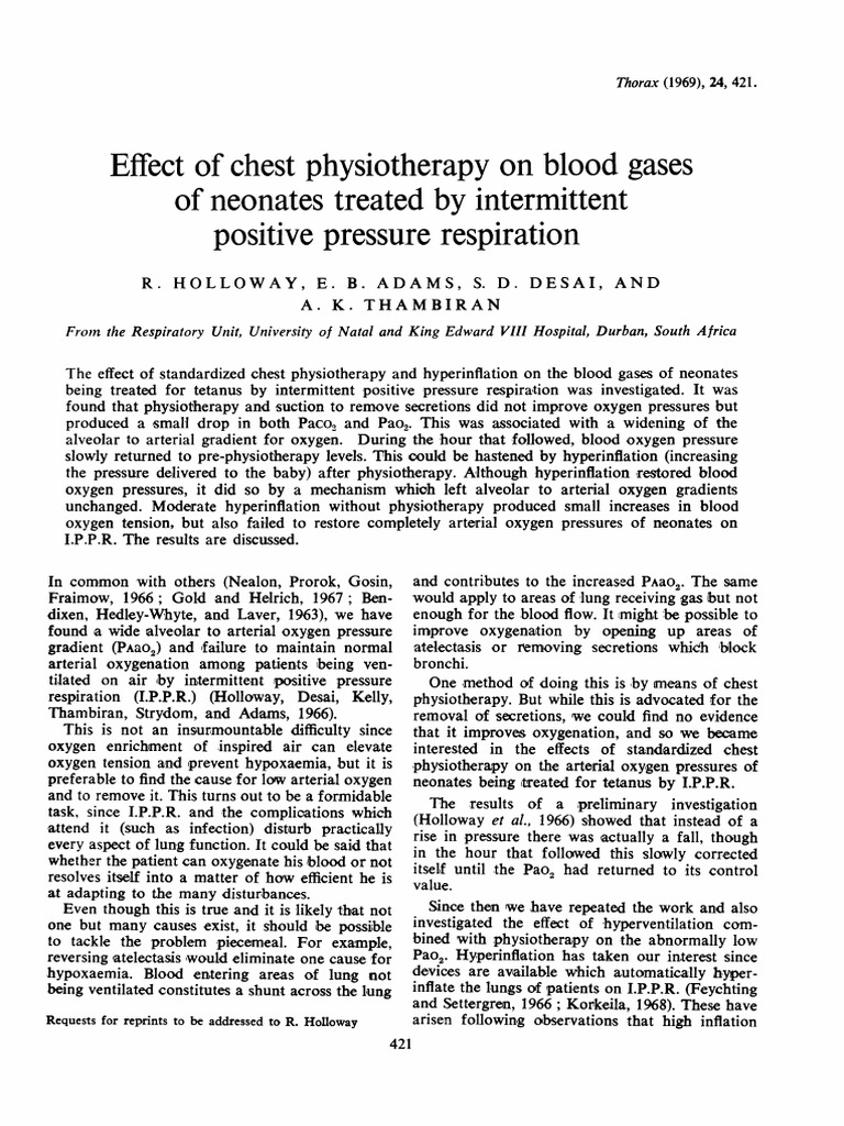 Chest Physiotherapy Effects on Neonates | PDF | Respiratory System ...