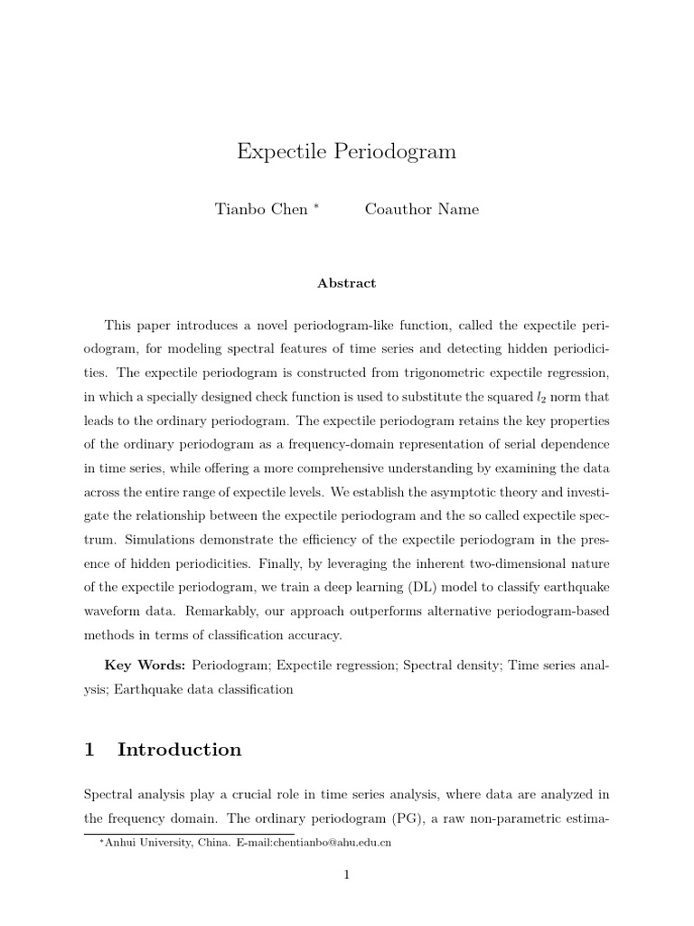Expectile Periodogram for Time Series Analysis | PDF | Linear ...