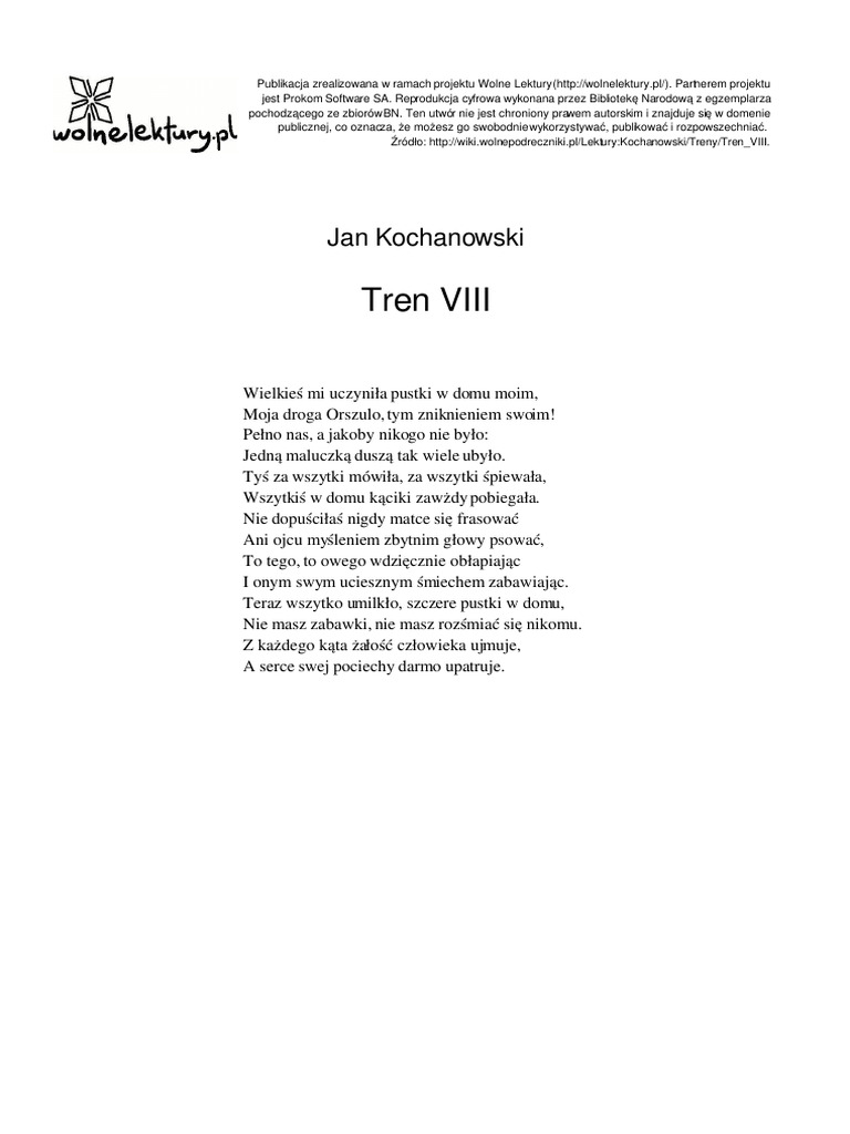 Kochanowski Tren 8 | PDF