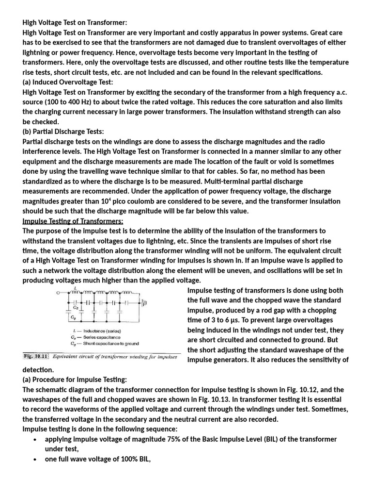 High Voltage Testing for Transformers & Cables | PDF | Transformer ...