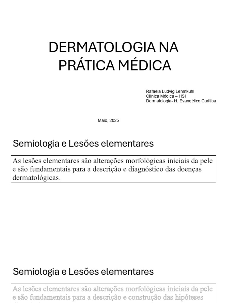 Semiologia das Lesões Dermatológicas | PDF | Dermatologia ...