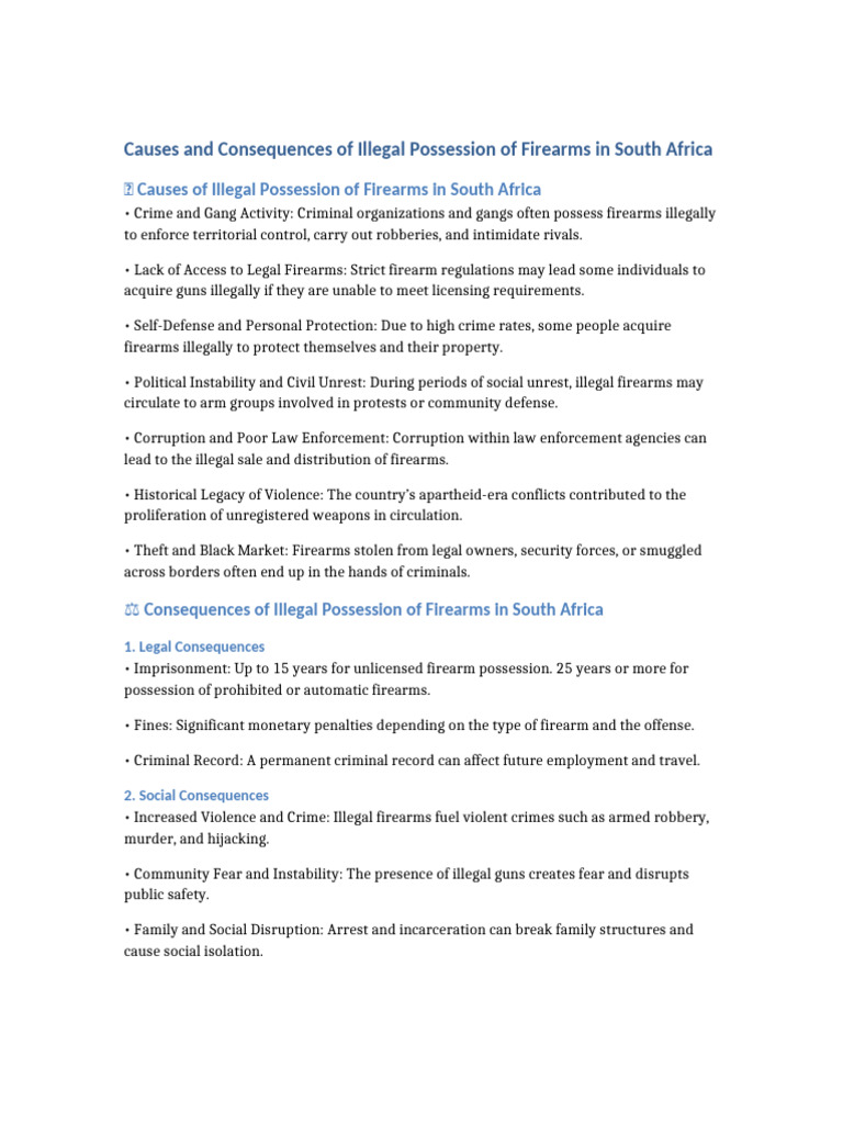 Illegal Firearms in South Africa: Causes & Effects | PDF | Crimes ...
