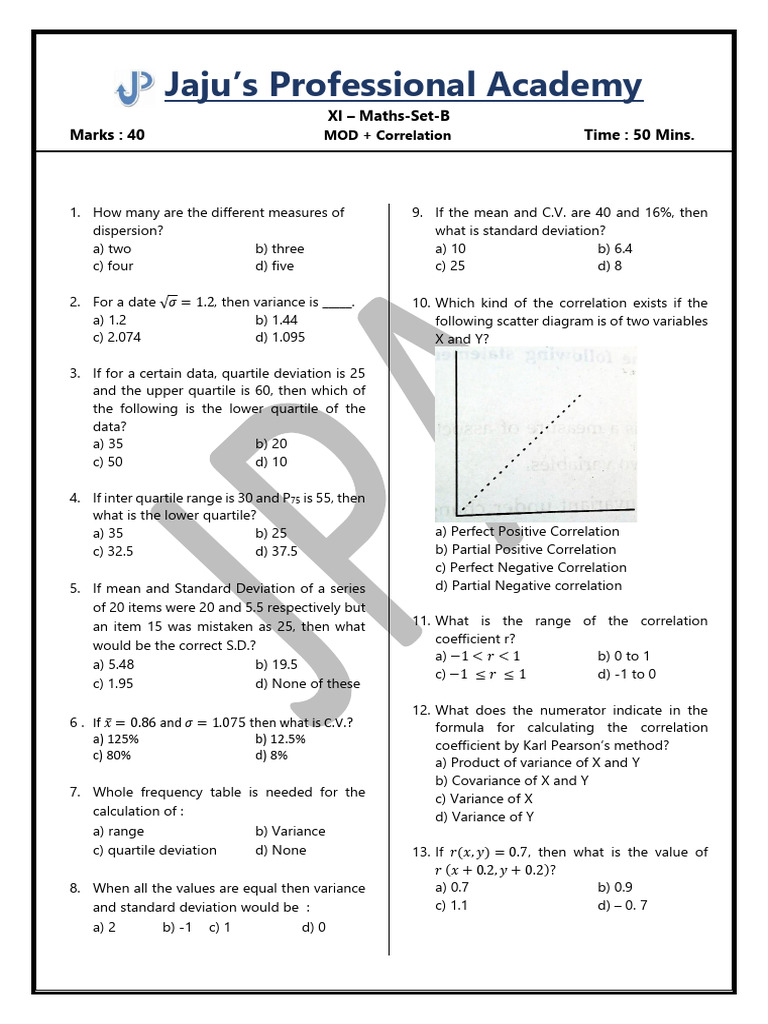 Set-B - 11th Maths - MOD + Correlation - 50 Marks Tes - 251201 - 192541 ...