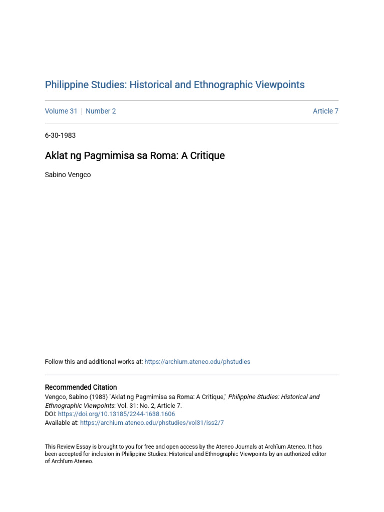 Aklat NG Pagmimisa Sa Roma - A Critique | PDF | Glory (Religion) | Poetry